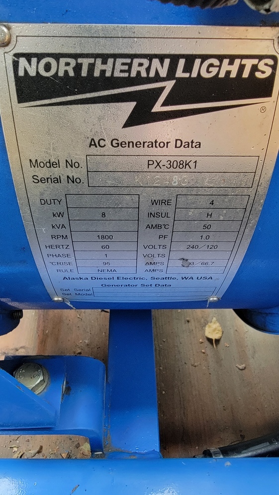 Alaska's List : Northern Lights 8KW Marine Generator For Sale